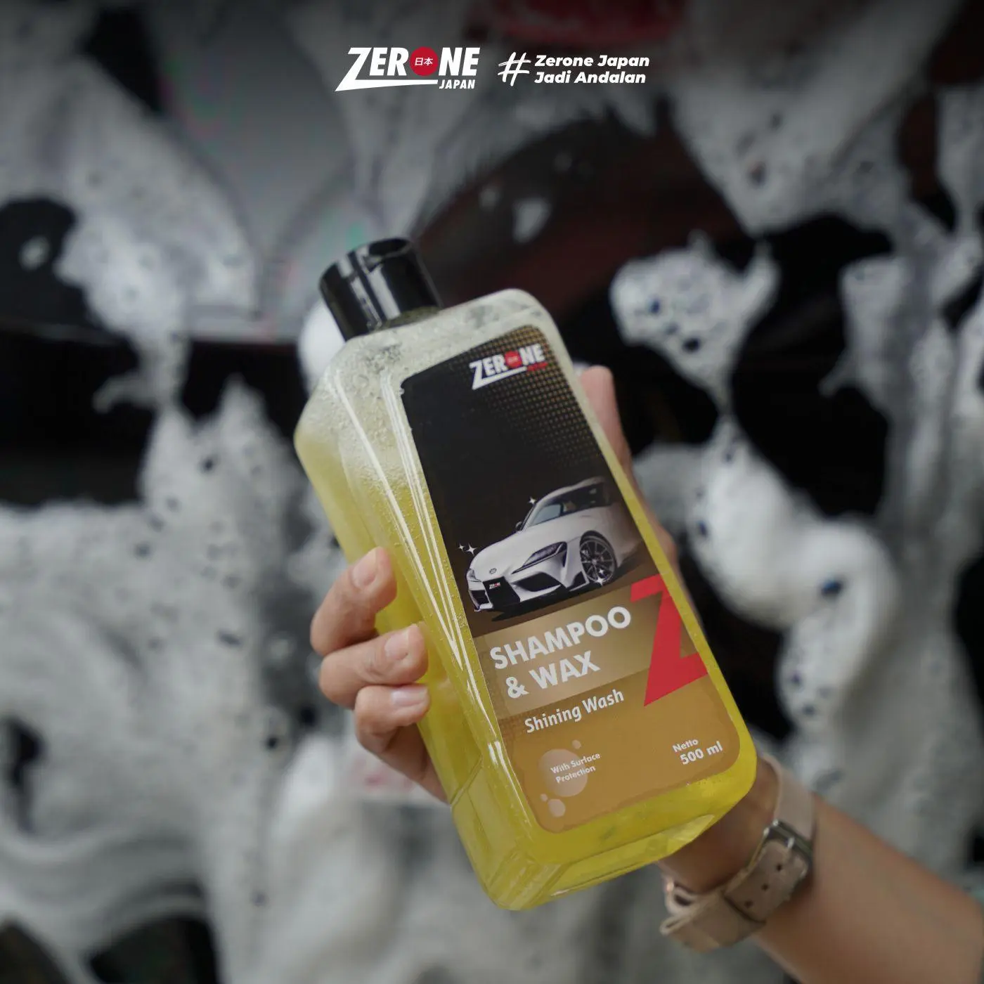ZERONE Shampoo & Wax 500 ml - Shampoo Cuci Mobil Motor Efek Daun Talas ...