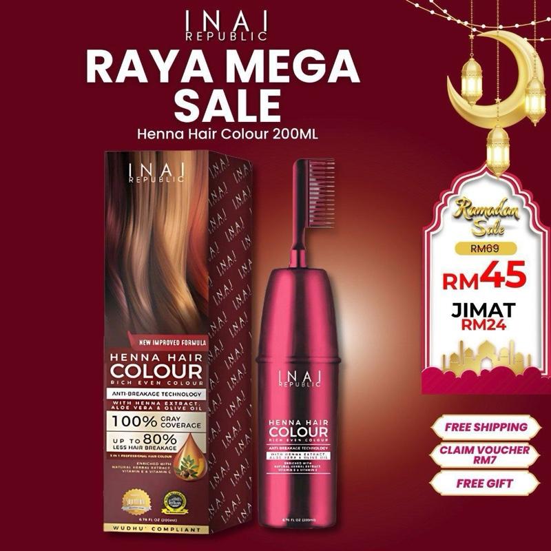 INAI PEWARNA RAMBUT HALAL - (4 FREE GIFT COVER KIT) - HENNA HAIR COLOUR ...