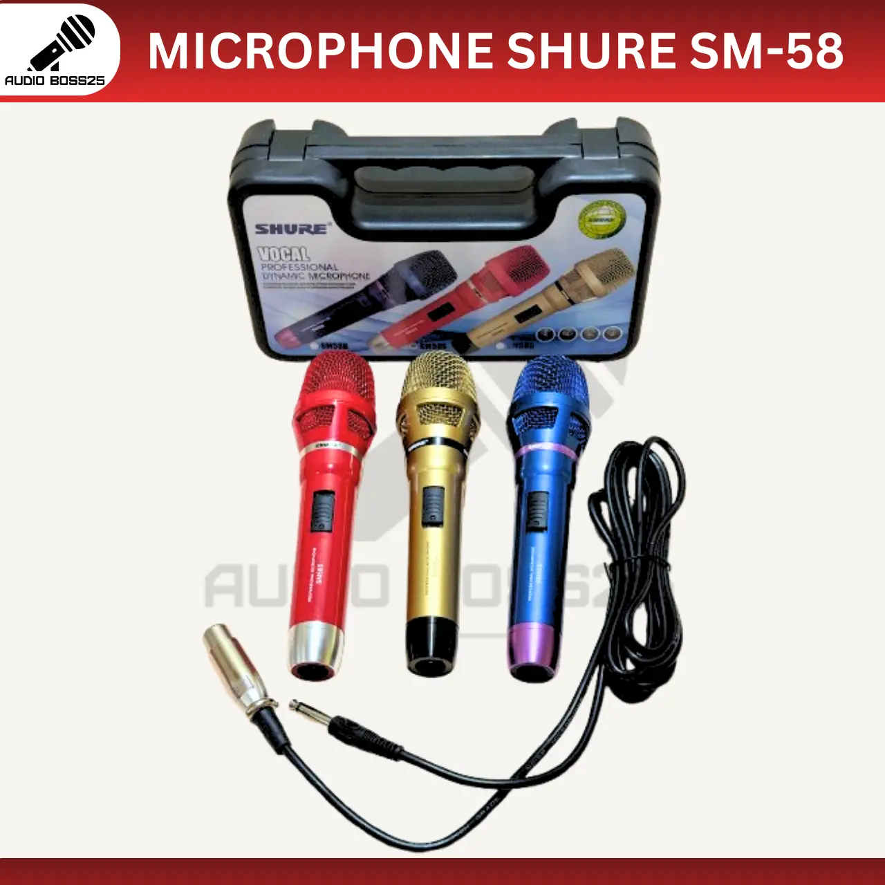 Audio Boss Mic Speaker Microphone Shure SM 58 S B G + KOPER Gold Red ...