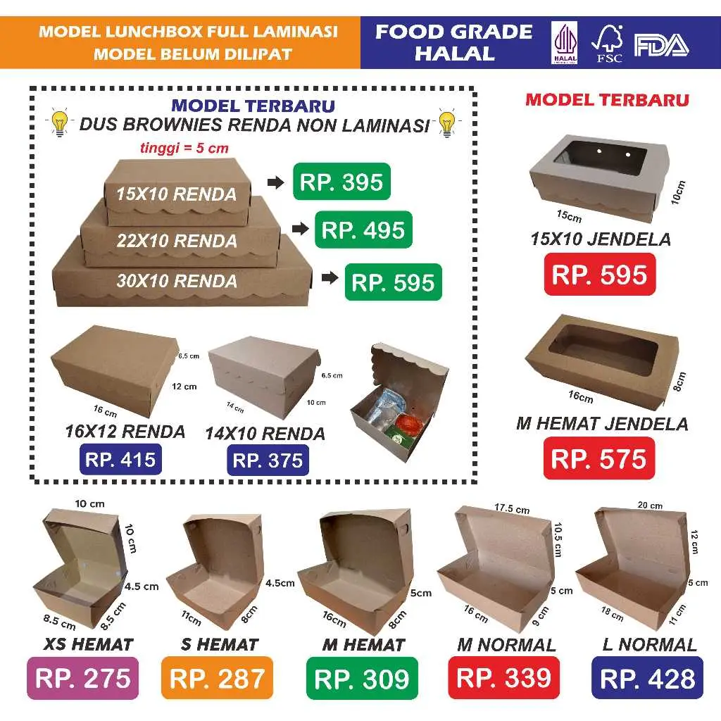 LUNCH BOX PAPER / KOTAK MAKAN / DUS KRAFT COKLAT TAKEAWAY / DUS NASI ...